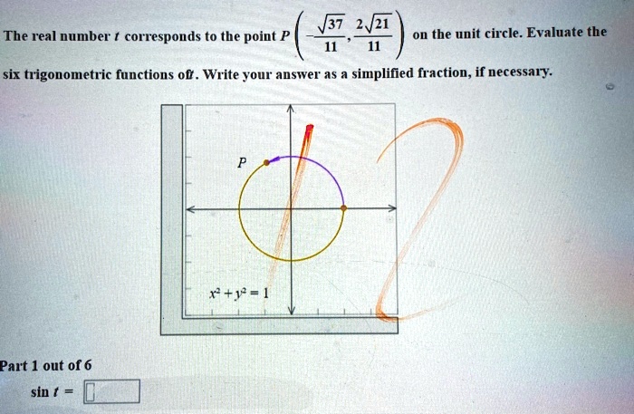 SOLVED: The real number corresponds to the point P V37 2,61 0n the unit ...