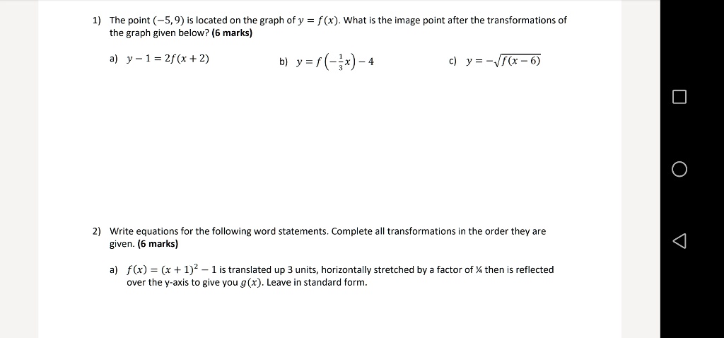 SOLVED: The point (-5, 9) is located on the graph ofy = f(x) What is ...