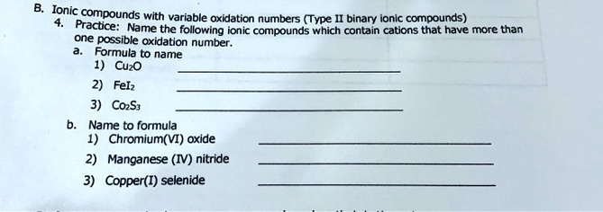 SOLVED: Ionic compounds with variable oxidation numbers (Type HI binary ionic compounds ...