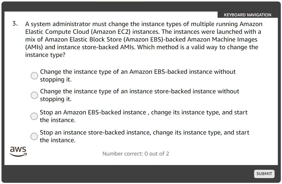 texts keyboard navigation a system administrator must change the instance types of multiple ...