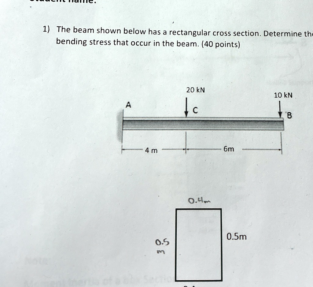 The beam shown below has a rectangular cross-section. Determine the maximum bending stress that ...