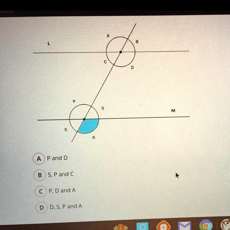 SOLVED: 'Line M is parallel to line L. Name the angles which are ...