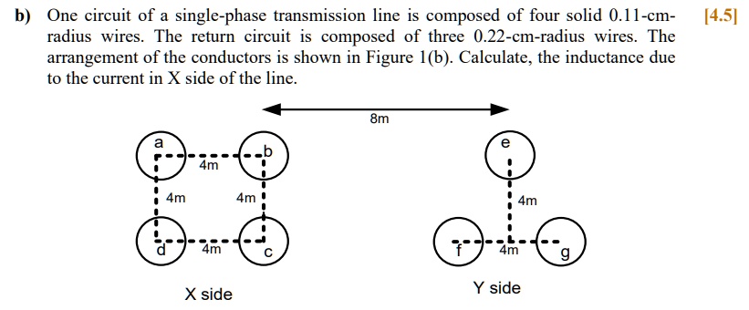 SOLVED: One circuit of a single-phase transmission line is composed of ...