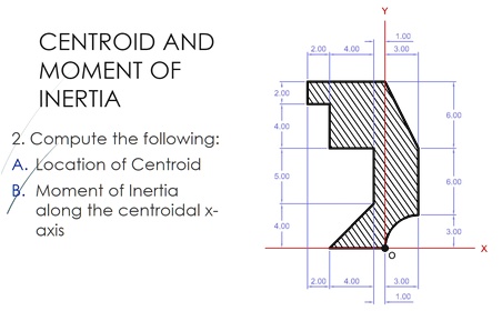 SOLVED: 'CENTROID AND MOMENT OF INERTIA 2. Compute the following: Location of Centroid Moment of ...