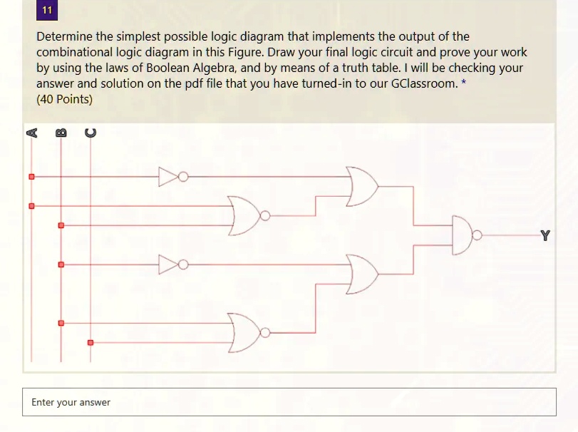 Solved Determine The Simplest Possible Logic Diagram That Implements The Output Of The