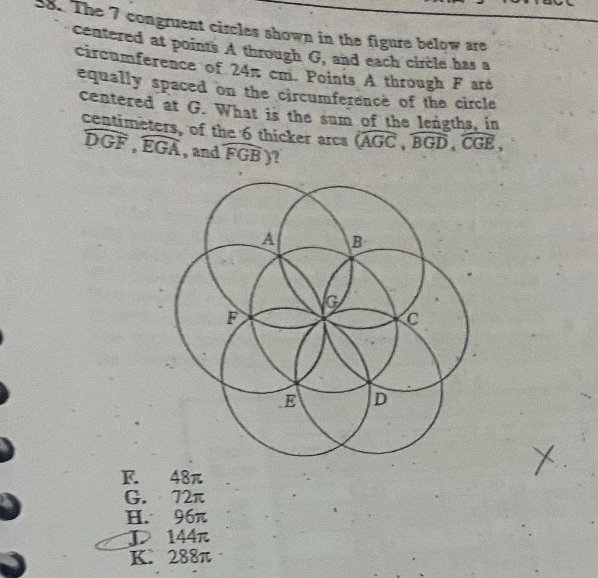 5 the 7 congruent circles shown in the figure below are centered at ...