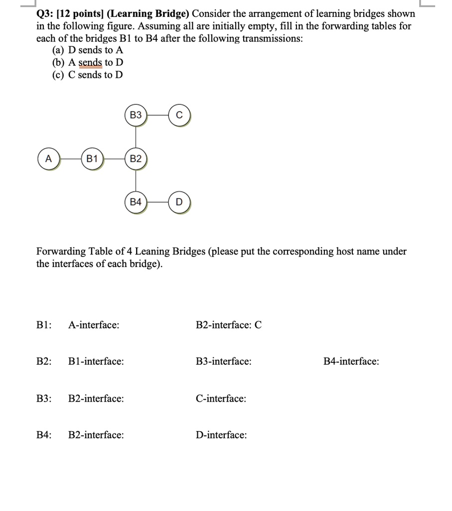 q3 12 points learning bridge consider the arrangement of learning bridges shown in the following ...