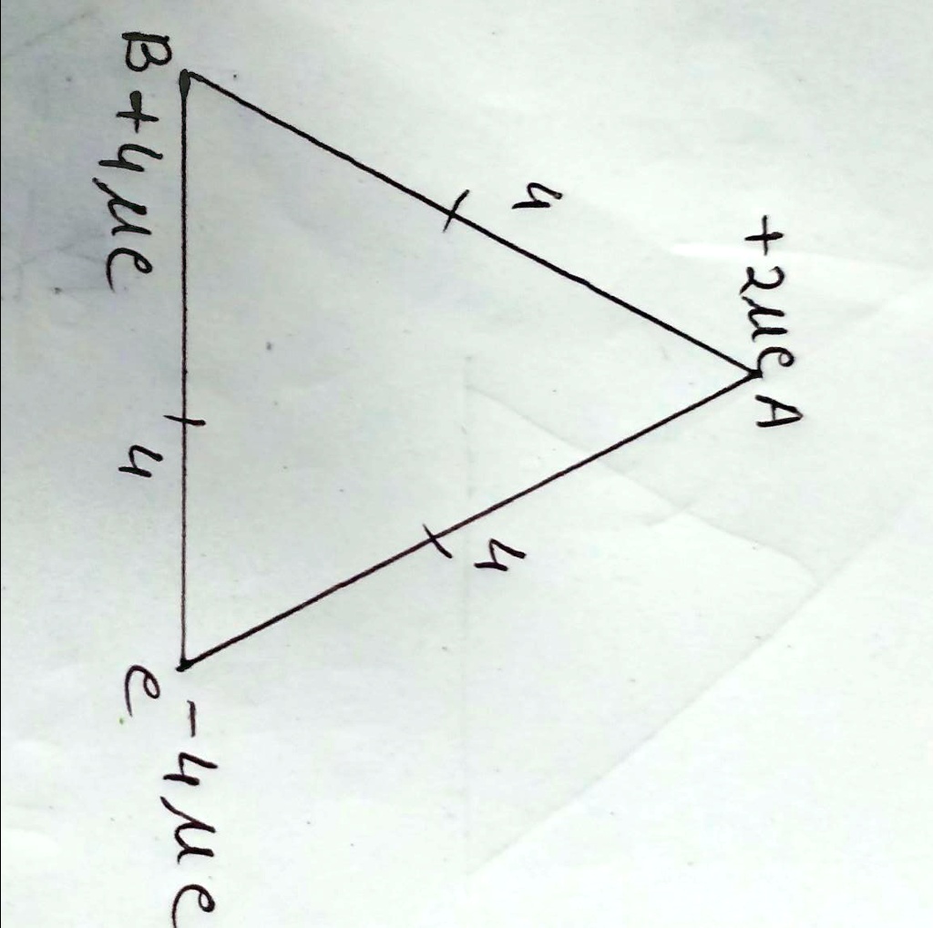 three charges q1 q2 and q3 of magnitude 4 micro coulomb 4 micro coulomb ...