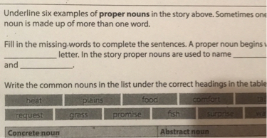 SOLVED: Underline six examples of proper nouns in the story above ...