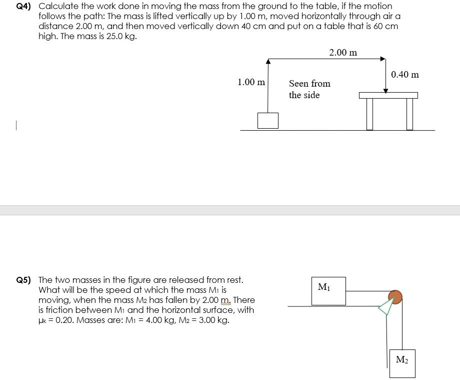 SOLVED: Q4) Calculate the work done in moving the mass from the ground ...