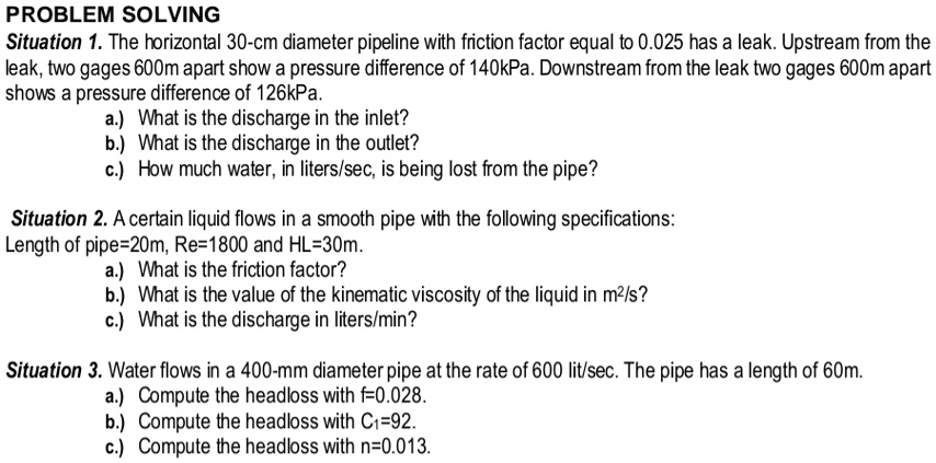 SOLVED: Solve the problem asap PROBLEM SOLVING Situation 1: The horizontal 30-cm diameter ...