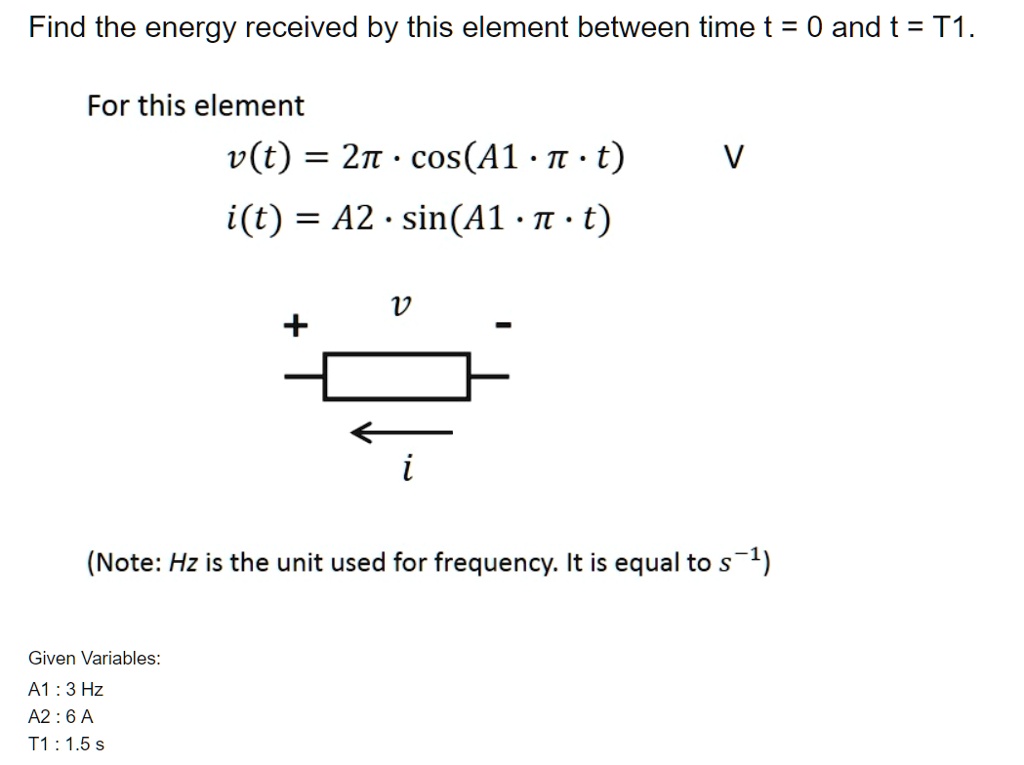 Find the energy received by this element between time t = 0 and t = T1 ...