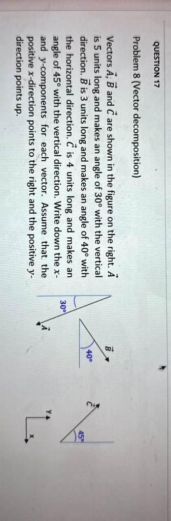 question 17 problem 8 vector decomposition vectors a b and c are shown ...