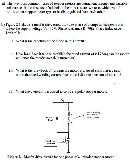 SOLVED: a) The two most common types of stepper motors are permanent magnet and variable ...
