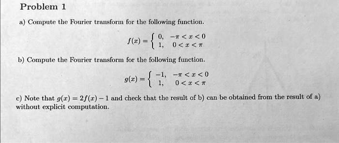 Solved All Parts Please Problem 1 A Compute The Fourier Transform For The Following Function