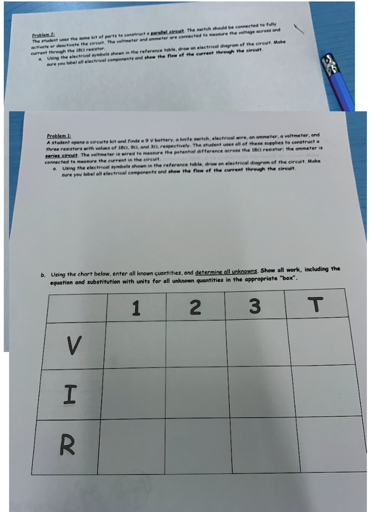 Problem 2 The student uses the same kit of parts to construct a parallel circuit. The switch ...