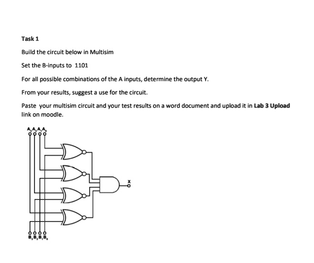 Task 1 Build the circuit below in Multisim Set the B-inputs to 1101 For all possible ...