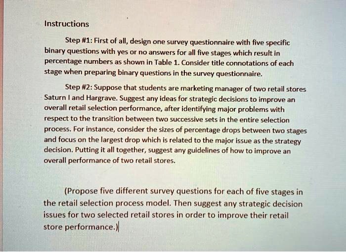instructions step 1 first of all design one survey questionnaire with ...
