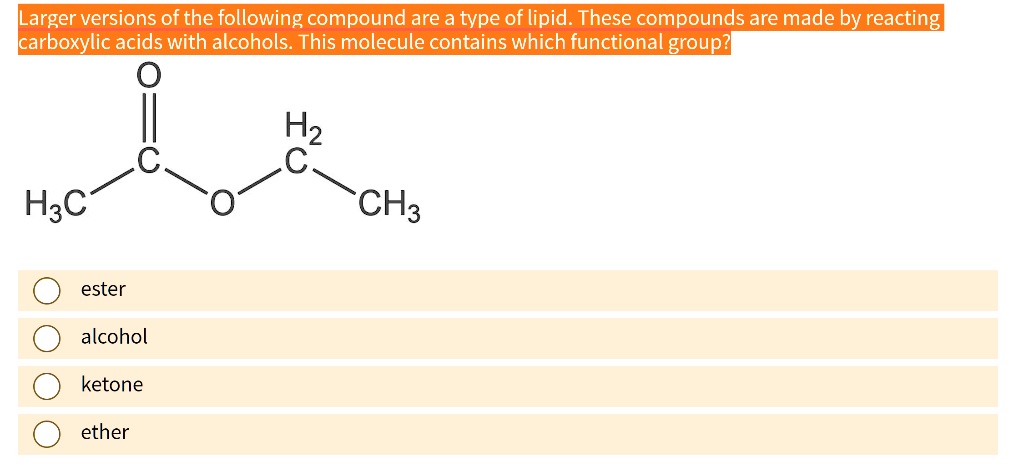 SOLVED: Larger versions of the following compound are a type of lipid. These compounds are made ...