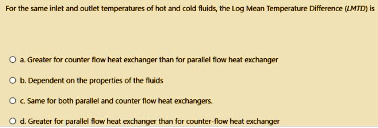SOLVED: For the same inlet and outlet temperatures of hot and cold ...