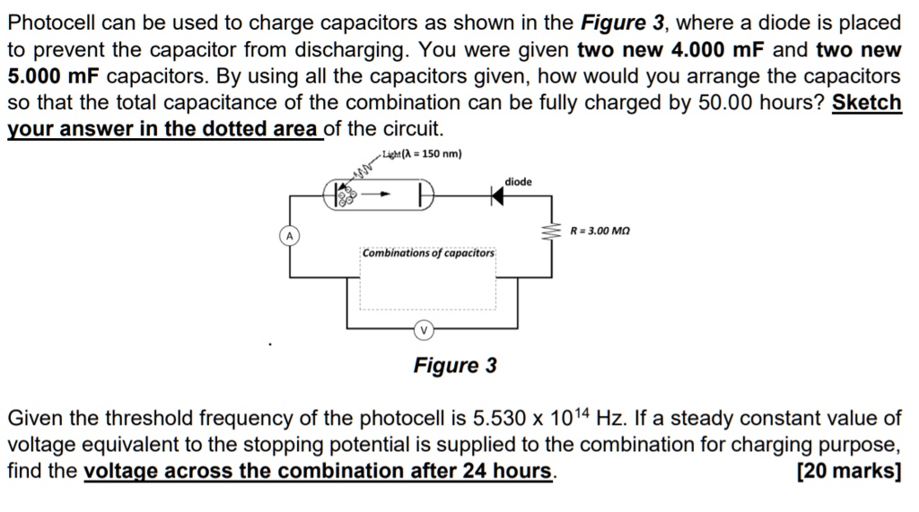 photocell can be used to charge capacitors as shown in the figure 3 ...