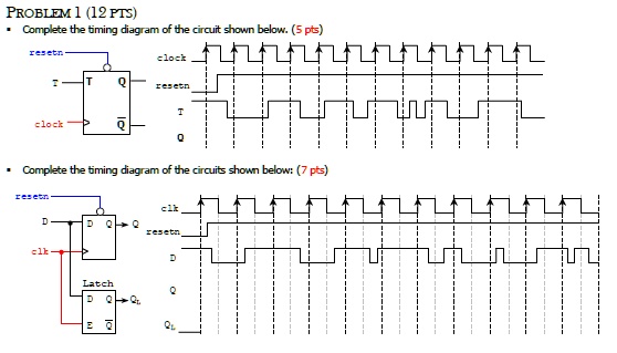 SOLVED: PROBLEM 1 (12 PTS) â–ª Complete the timing diagram of the ... SOLVED: PROBLEM 1 (12 PTS) â–ª Complete the timing diagram of the ...