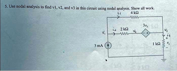 VIDEO solution: Use nodal analysis to find Vl, V2, and V3 in this circuit. Show all work.