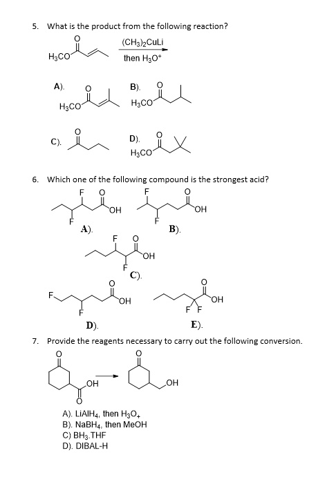 SOLVED: What is the product from the following reaction? (CH;)2CULi H ...