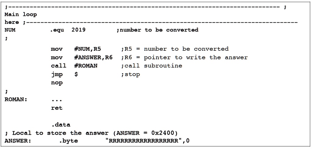 Solved Texts Msp430 Assembly Write The Subroutine Roman That Receives A Number Between 1