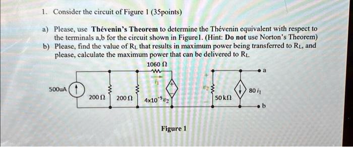 SOLVED: Texts: 1. Consider the circuit of Figure 1. (35 points) a) Please use Thevenin's Theorem ...