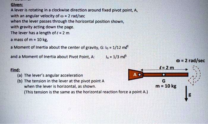 SOLVED: Given: A lever is rotating in a clockwise direction around a ...
