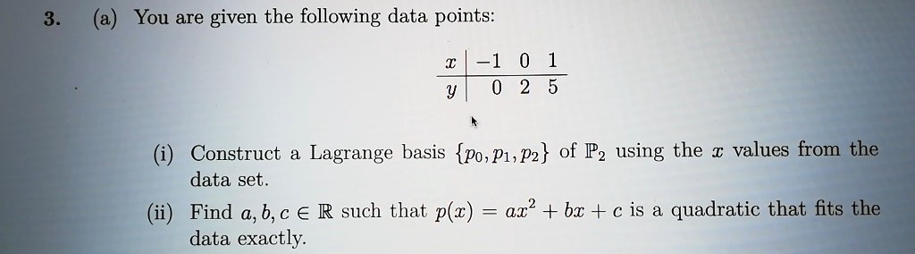 You Are Given The Following Data Points 3 1 2 5 Construct Lagrange 5254