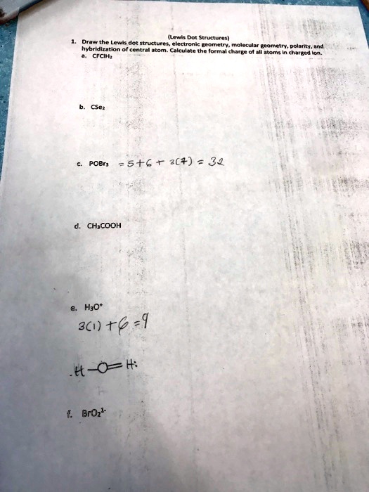 SOLVED: Iut Dot Stnucturesi Drow the Lewis dot structures, electronic ...