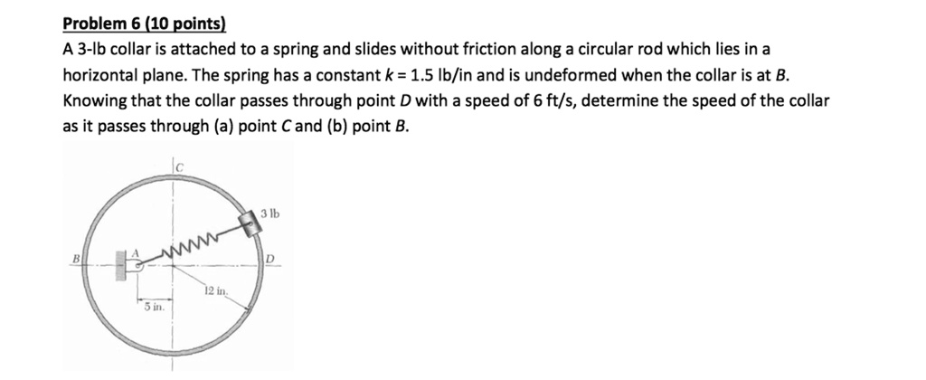 SOLVED: Problem 6(10points) A 3-lb collar is attached to a spring and ...