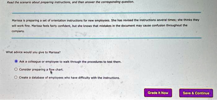Read the scenario about preparing instructions, and then...