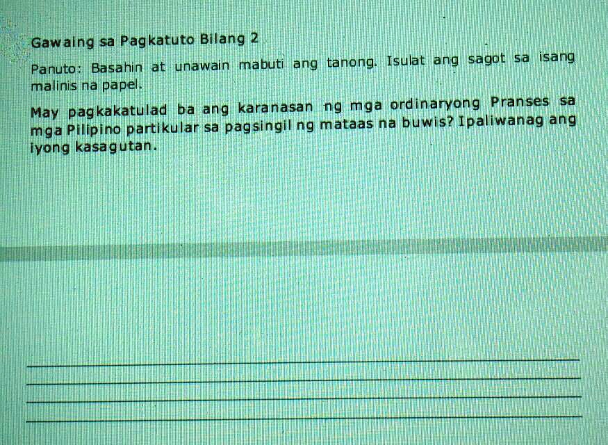 Gawaing sa Pagkatuto Bilang 2 Panuto: Basahin at unawain mabuti ang ...