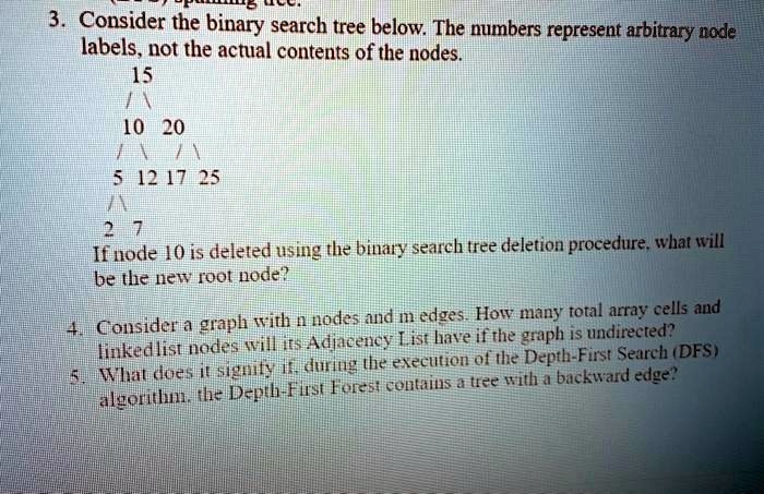 Solved 3 Consider The Binary Search Tree Below The Numbers Represent Arbitrary Node Labels