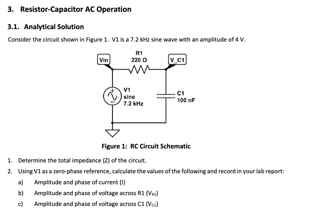 3 resistor capacitor ac operation 31 analytical solution consider the circuit shown in figure 1 ...