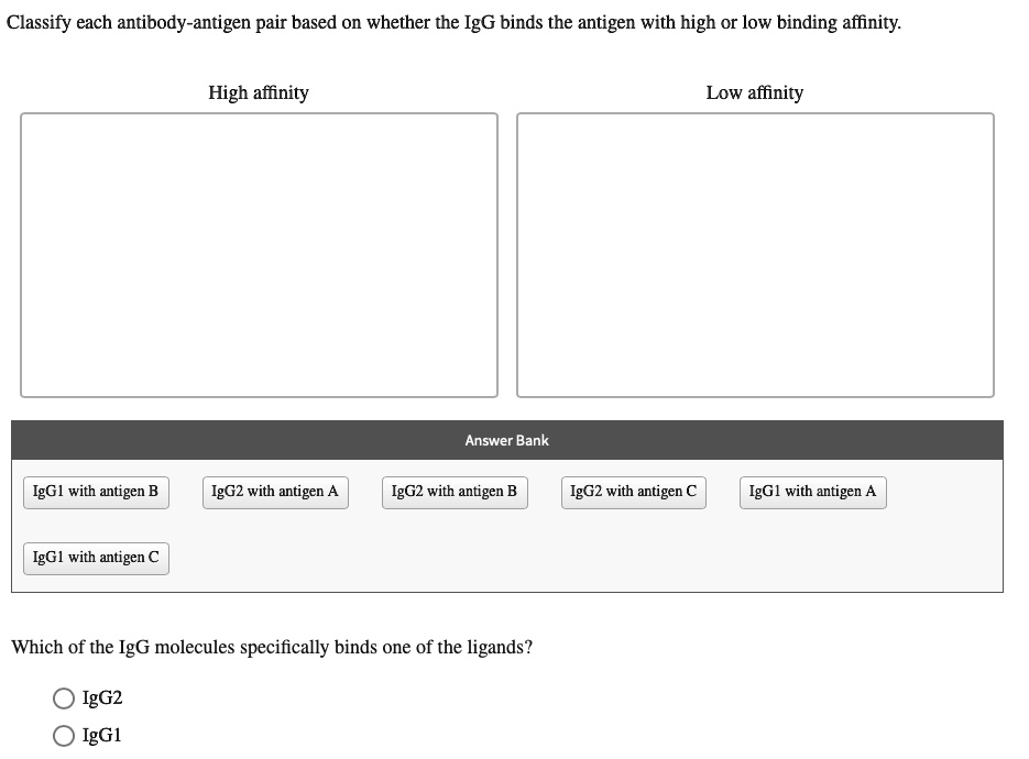 classify each antibody antigen pair based on whether the igg binds the ...