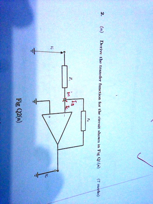 SOLVED: Fig Q2(a) - Derive the transfer function for the circuit shown in Fig Q1a. (7 marks)