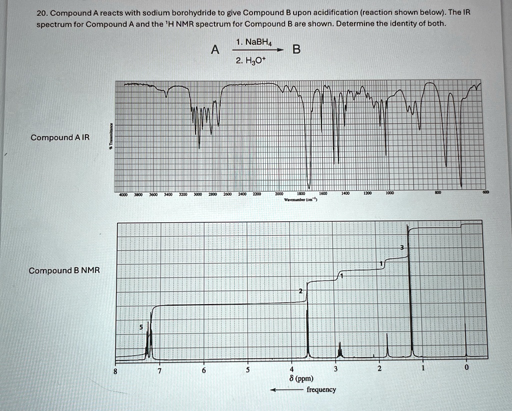 20 compound a reacts with sodium borohydride to give compound b upon ...