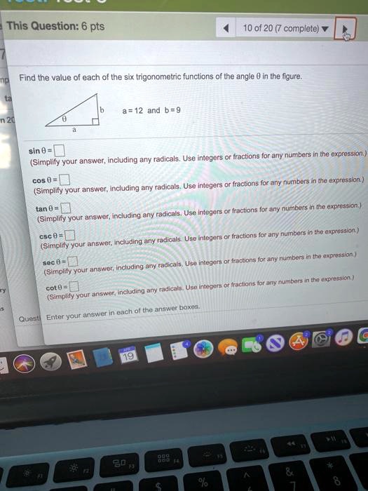 SOLVED: This Question: 6 pts 10 of 20 (7 complete) Find the value of ...