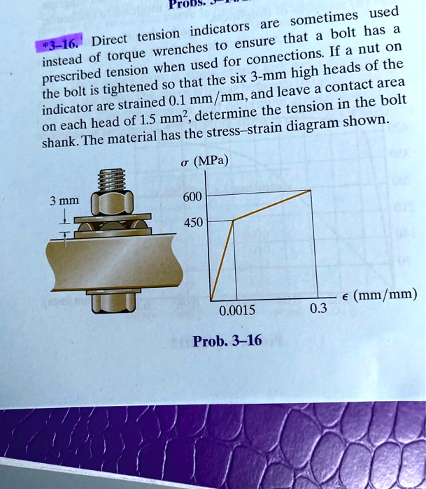 SOLVED: 3-16. Direct tension indicators are sometimes used instead of ...