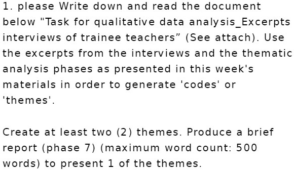 SOLVED: Please write down and read the document below: Task for ...