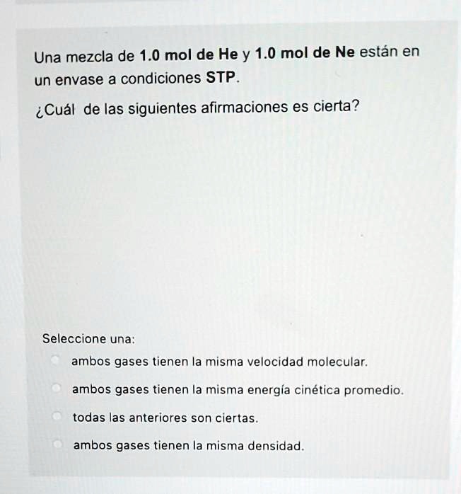 SOLVED: A mixture of 1.0 mol of He and 1.0 mol of Ne is in a container ...