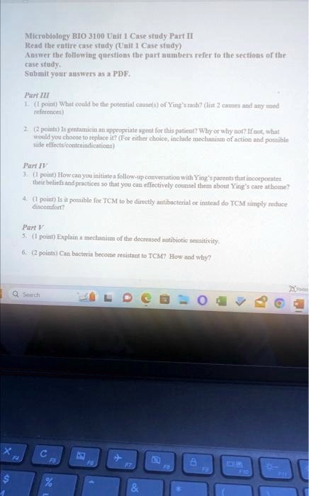 SOLVED: Texts: Microbiology BIO 3100 Unit I Case study Part II Read the entire case study (Unit ...