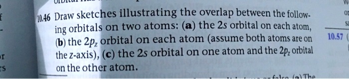 Solved 1846 Draw Sketches Illustrating The Overlap Between The Follow Ing Orbitals On Two