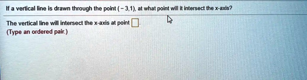 SOLVED: If a vertical line is drawn through the point ( 3,1), at what point will it intersect ...