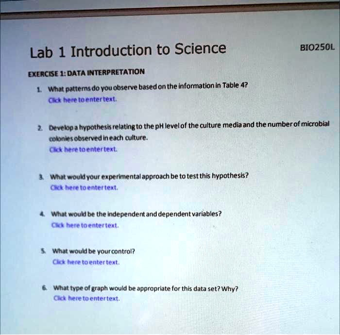Lab 1 Introduction To Science Exercise 1 Data Interpretation 1 What Patterns Do You Observe 