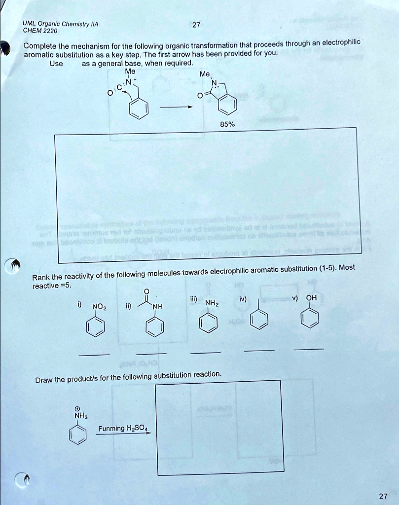 UML Organic Chemistry IIA 27 CHEM 2220 Complete the mechanism for the ...